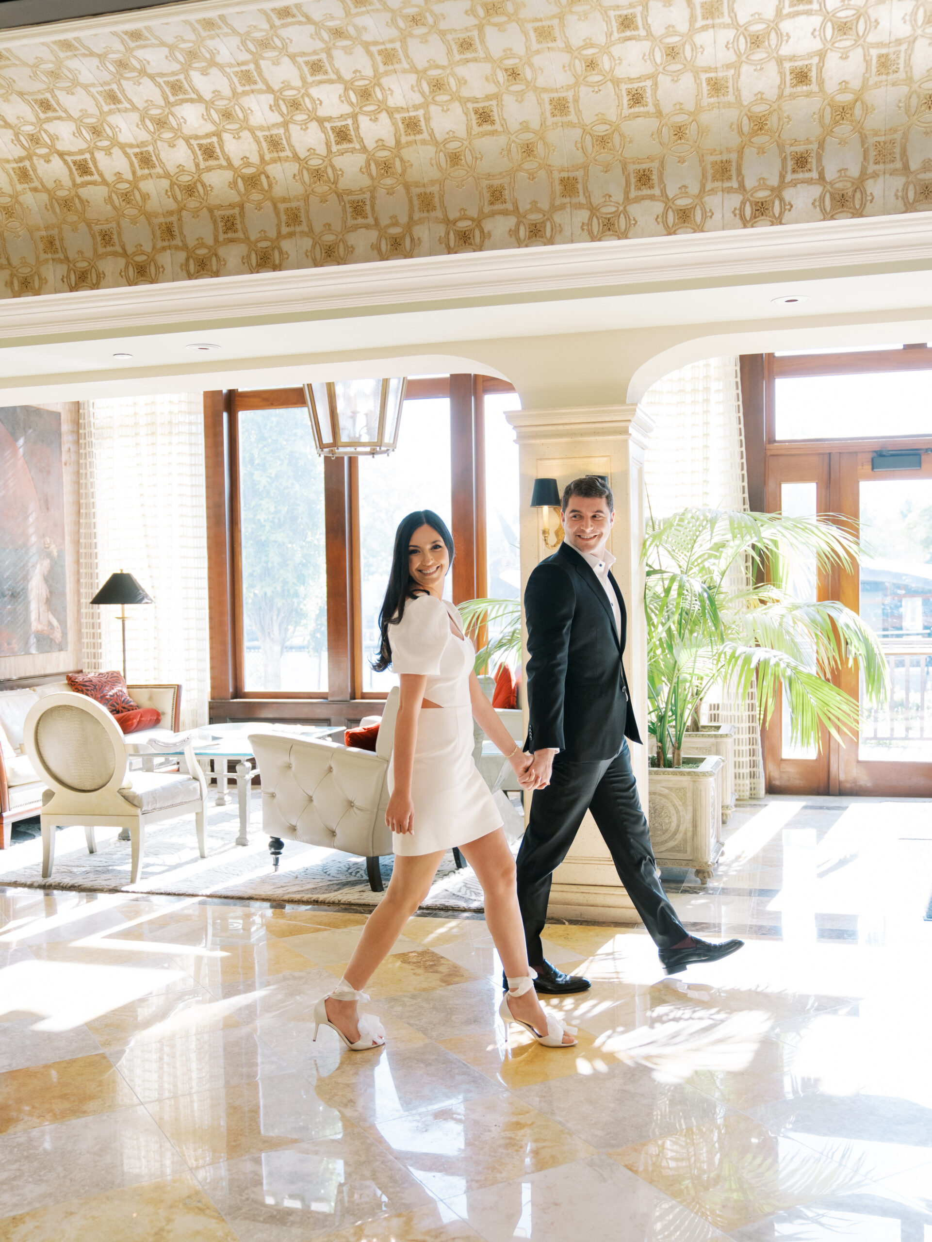 Modern Engagement Session at Delamar Greenwich Harbor